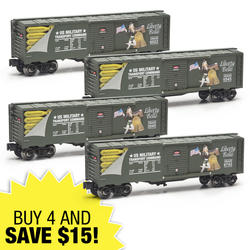 4-Piece O Gauge Liberty Belle Commemorative Military Boxcar Dealer Pack ...