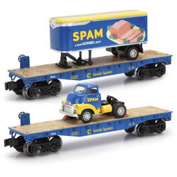 2-Piece 10-1/2" O Gauge Chessie Flatcar with 1954 GMC® SPAM® Tractor ...