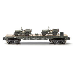 10-1/2" O Gauge Military Flatcar with Two Jeeps at Menards®