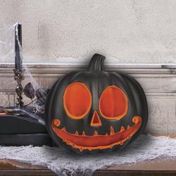 Pumpkin Hollow™ 9" LED Smiling Black Jack-O'-Lantern Halloween Blow ...