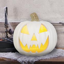 Pumpkin Hollow™ 9" LED White Jack-O'-Lantern Halloween Blow Mold at ...