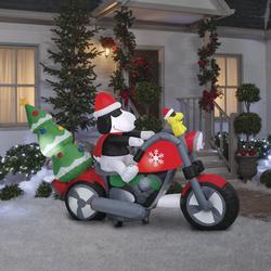 Peanuts® 7' Snoopy and Woodstock on a Chopper Christmas Inflatable at ...
