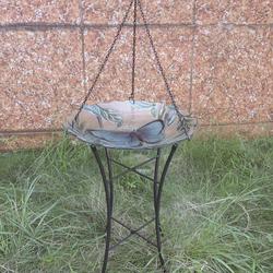 Enchanted Garden® 15" Blue Butterfly Glass Convertible Birdbath at Menards®