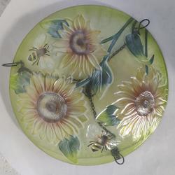 Enchanted Garden® 15" Sunflowers & Bees Glass Convertible Birdbath at ...