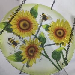 Enchanted Garden® 15" Sunflowers & Bees Glass Convertible Birdbath at ...