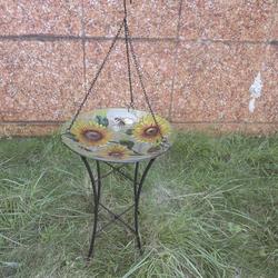 Enchanted Garden® 15" Sunflowers & Bees Glass Convertible Birdbath at ...