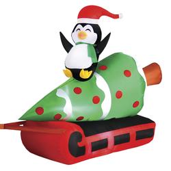 Enchanted Forest® 12' LED Santa on an ATV Towing Tree Christmas ...