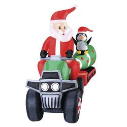 Enchanted Forest® 12' LED Santa on an ATV Towing Tree Christmas ...