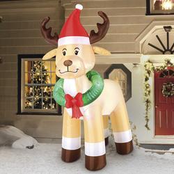 Enchanted Forest® 8' LED Reindeer with Wreath Christmas Inflatable at ...