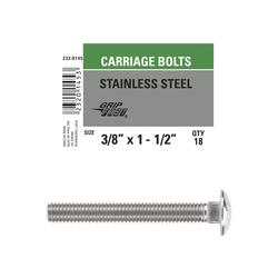 Grip Fast® 3/8"-16 x 1-1/2" Stainless Steel Grade 18-8 Carriage Bolts ...