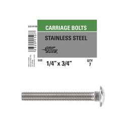 Grip Fast® 1/4"-20 x 3/4" Stainless Steel Grade 18-8 Carriage Bolts - 7 ...
