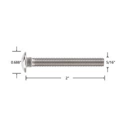 Grip Fast® 5/16"-18 x 2" Stainless Steel Grade 18-8 Carriage Bolts - 3 ...