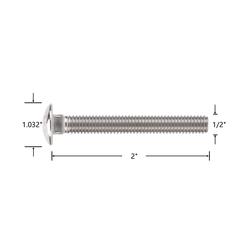 Grip Fast® 1/2"-13 x 2" Stainless Steel Grade 18-8 Carriage Bolts - 2 ...