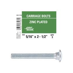 Grip Fast® 5/16"-18 x 2-1/2" Zinc Grade 2 Carriage Bolts - 3 Count at ...