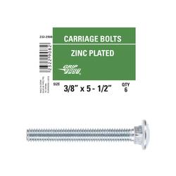 Grip Fast® 3/8"-16 x 5-1/2" Zinc Grade 2 Carriage Bolts - 6 Count at ...