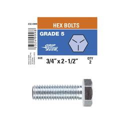 Grip Fast® 3/4"-10 x 2-1/2" Zinc Grade 5 Hex Bolt - 2 Count at Menards®