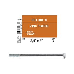 Grip Fast® 3/4"-10 x 5" Zinc Grade 2 Hex Bolt - 4 Count at Menards®