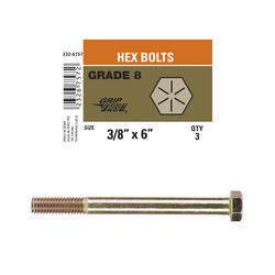 Grip Fast® 3/8"-16 x 6" Zinc Grade 8 Hex Bolt - 3 Count at Menards®