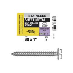 Grip Fast® #8 x 1" Stainless Steel Hex Head Self-Drilling Screw - 8 ...