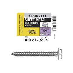 Grip Fast® #10 x 1-1/2" Stainless Steel Hex Head Self-Drilling Screw ...