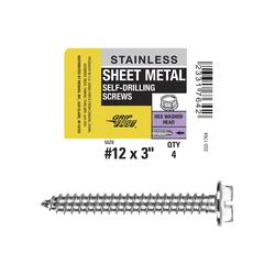 Grip Fast® #12 x 3" Hex Drive Stainless Steel Hex Head Self-Drilling ...