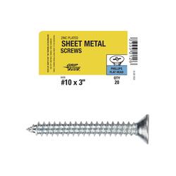 Grip Fast® #10 x 3" Phillips Drive Zinc Flat Head Sheet Metal Screw ...