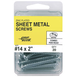 Grip Fast® #14 x 2" Combo Drive Zinc Pan Head Sheet Metal Screw - 3 ...