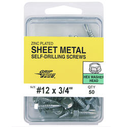 Grip Fast® #12 X 3/4" Zinc Hex Washer Self-Drilling Screw - 50 Count at ...