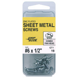 Grip Fast® #6 x 1/2" Combo Drive Zinc Pan Head Sheet Metal Screw - 19 ...