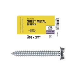 Grip Fast® #10 x 3/4" Combo Drive Zinc Hex Head Sheet Metal Screw - 75 ...