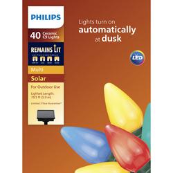 Philips 40-Light Solar Multicolor Ceramic C9 Christmas String Light Set ...