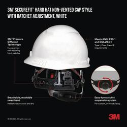 3M™ SecureFit™ White Hard Hat Cap Style with Ratchet Adjustment at Menards®