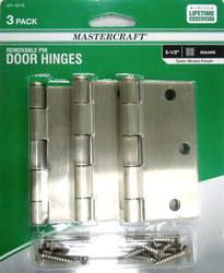 Mastercraft® 3-1/2" Satin Nickel Door Hinges - 3 Pack at Menards®