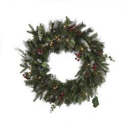 Enchanted Forest® 30" Prelit Mixed Wreath with Pinecones at Menards®