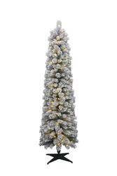 Enchanted Forest® 7' Prelit Slim Flocked Artificial Christmas Tree at ...