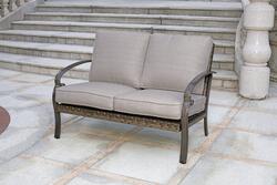Backyard Creations® Harden Hills Brown Patio Loveseat with Beige ...