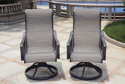 Backyard Creations® Rockport Gray Swivel Rocker Dining Patio Chair Set ...