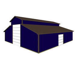 16'W x 48'L x 16.5'H Monitor Post Frame Building with 2 - 14' Leans ...