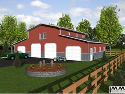 30'W x 40'L x 20'H Monitor Post Frame Building with 2 - 18' Leans ...