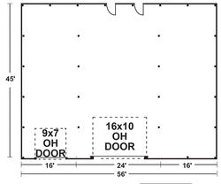 24'W x 45'L x 21.6'H Monitor Post Frame Building with 2 - 16' Leans ...