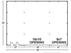 20'W x 32'L x 17.5'H Monitor Post Frame Building with 2 - 12' Leans ...