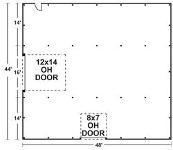 16'W x 48'L x 16.5'H Monitor Post Frame Building with 2 - 14' Leans ...