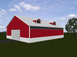 40'W x 50'L x 11' 5"H Workshop Post Frame Building with 2 Dormers ...