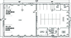 60'W x 60'L x 16' 5''H Warehouse Post Frame Building with 60'W x 60'L x ...