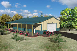 32'W x 63'L x 12'H Agricultural Post Frame Building with 8' Overhang ...