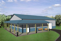 36'W x 48'L x 12'H Agricultural Post Frame Building with 6' Wraparound ...