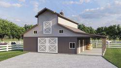 32'W x 40'L x 20'H Monitor Post Frame Building with 12' Covered Entry ...