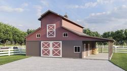 32'W x 40'L x 20'H Monitor Post Frame Building with 12' Covered Entry ...