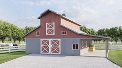32'W x 40'L x 20'H Monitor Post Frame Building with 12' Covered Entry ...
