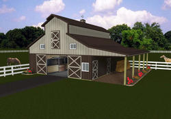 32'W x 40'L x 20'H Monitor Post Frame Building with 12' Covered Entry ...